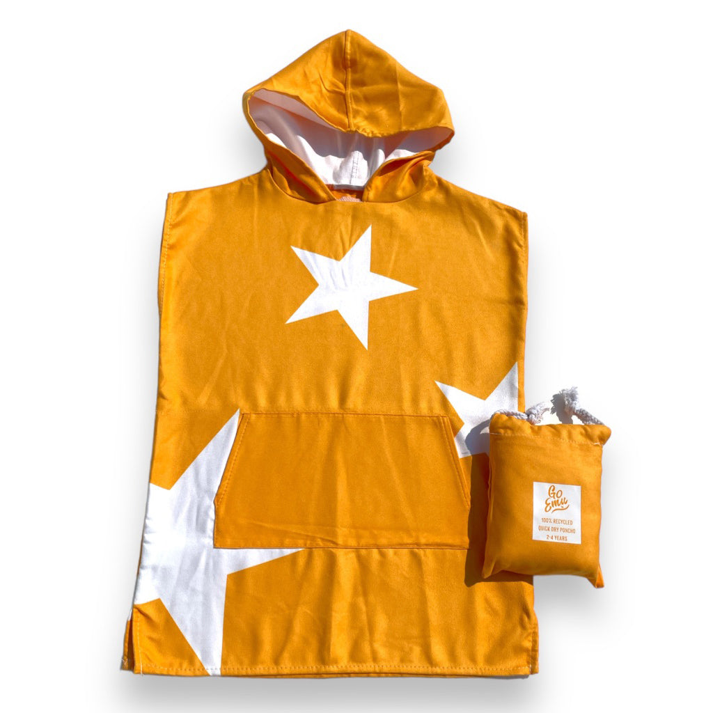 Quick Dry Kids Poncho in Orange for Ages 2-4 | Go Emu