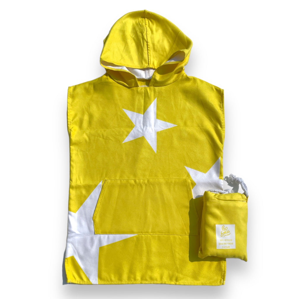 Kids Quick Dry Hooded Poncho in Yellow for Ages 2-4 | Go Emu