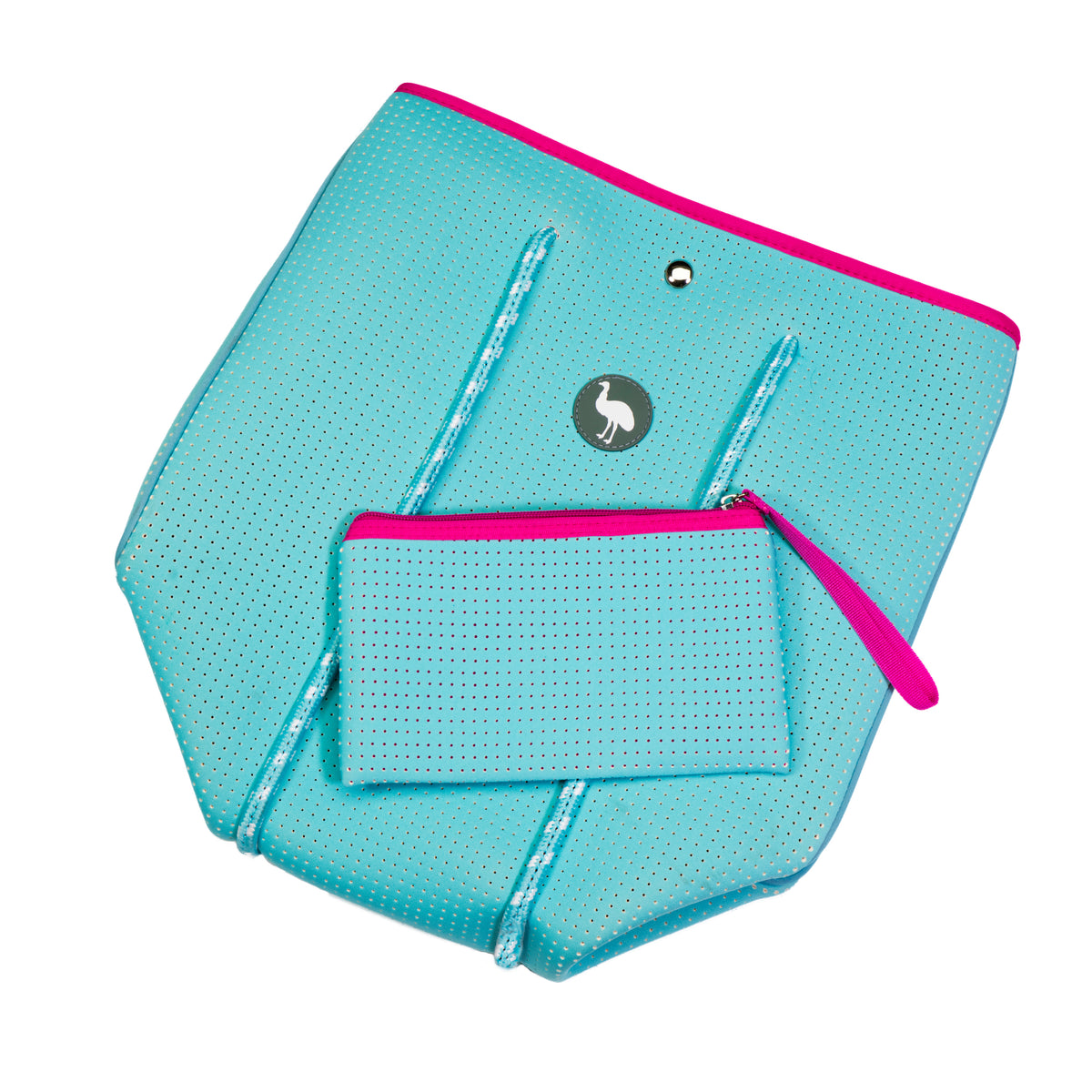 Neoprene Tote Bag - Turquoise/Pink | Go Emu